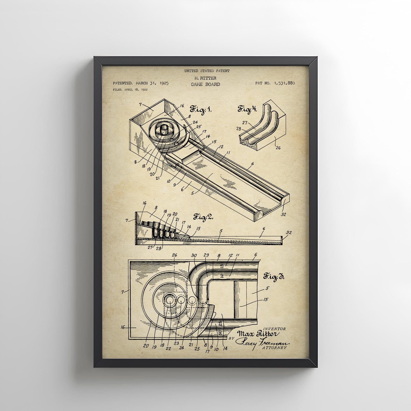 Design of Skee-ball Game Apparatus From US Patent Office. Poster Gift ...