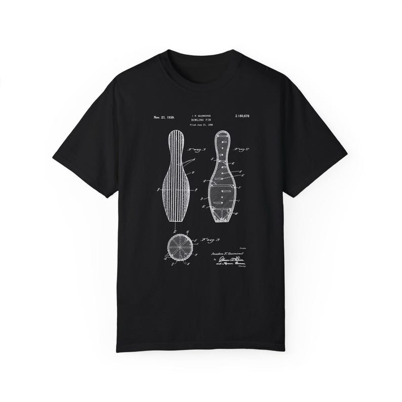 Bowling Pins Design From 1939 From US Patent Office. T-shirt Gift for ...