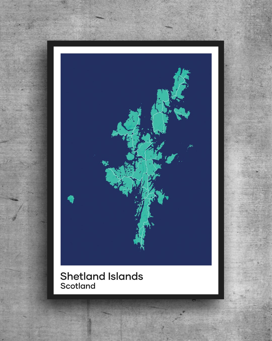 Shetland Islands Minimalist Map Print Poster. Quality Colourful Poster ...