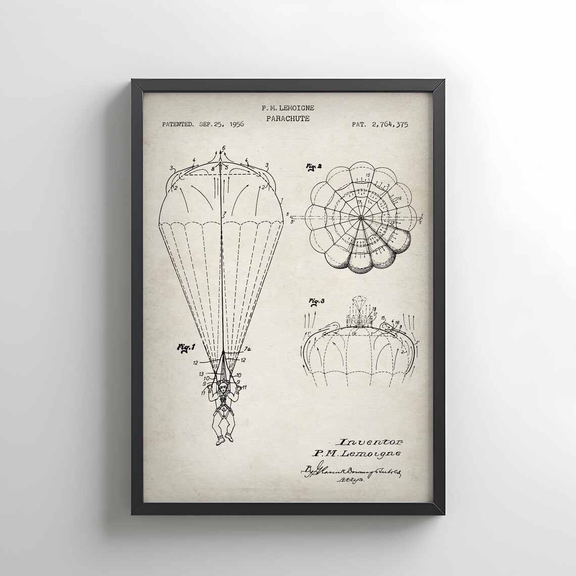 Parachute Design From US Patent Office. Poster Design for Parachutist ...