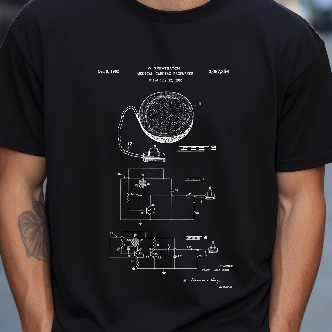 Pacemaker Design From 1962 From US Patent Office. T-shirt Gift Doctor ...