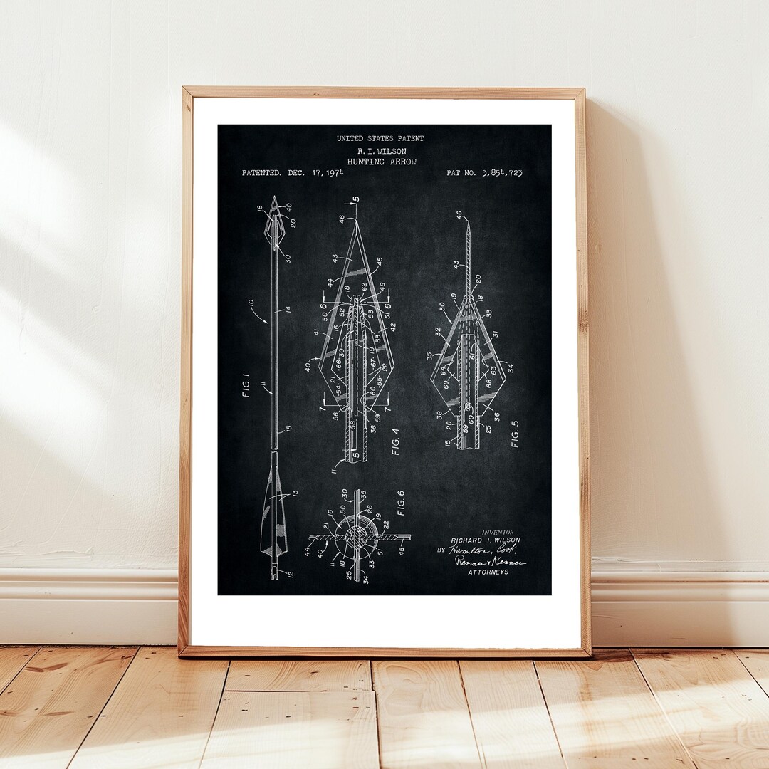 Hunting Arrow Design From US Patent Office. Poster Gift for Hunter ...