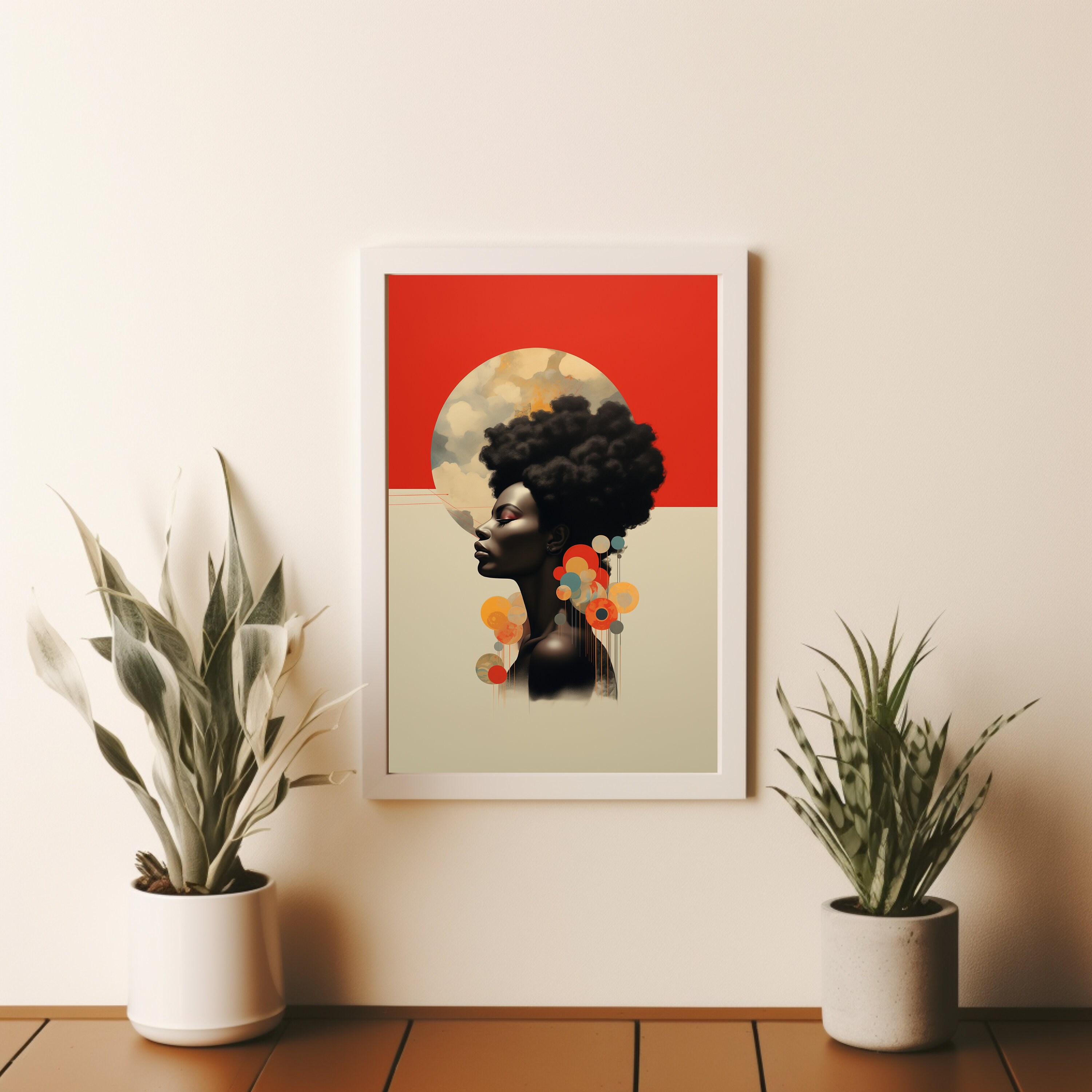 Afro Black Woman, Bust, Side Profile, Illustration , Digital Print ...