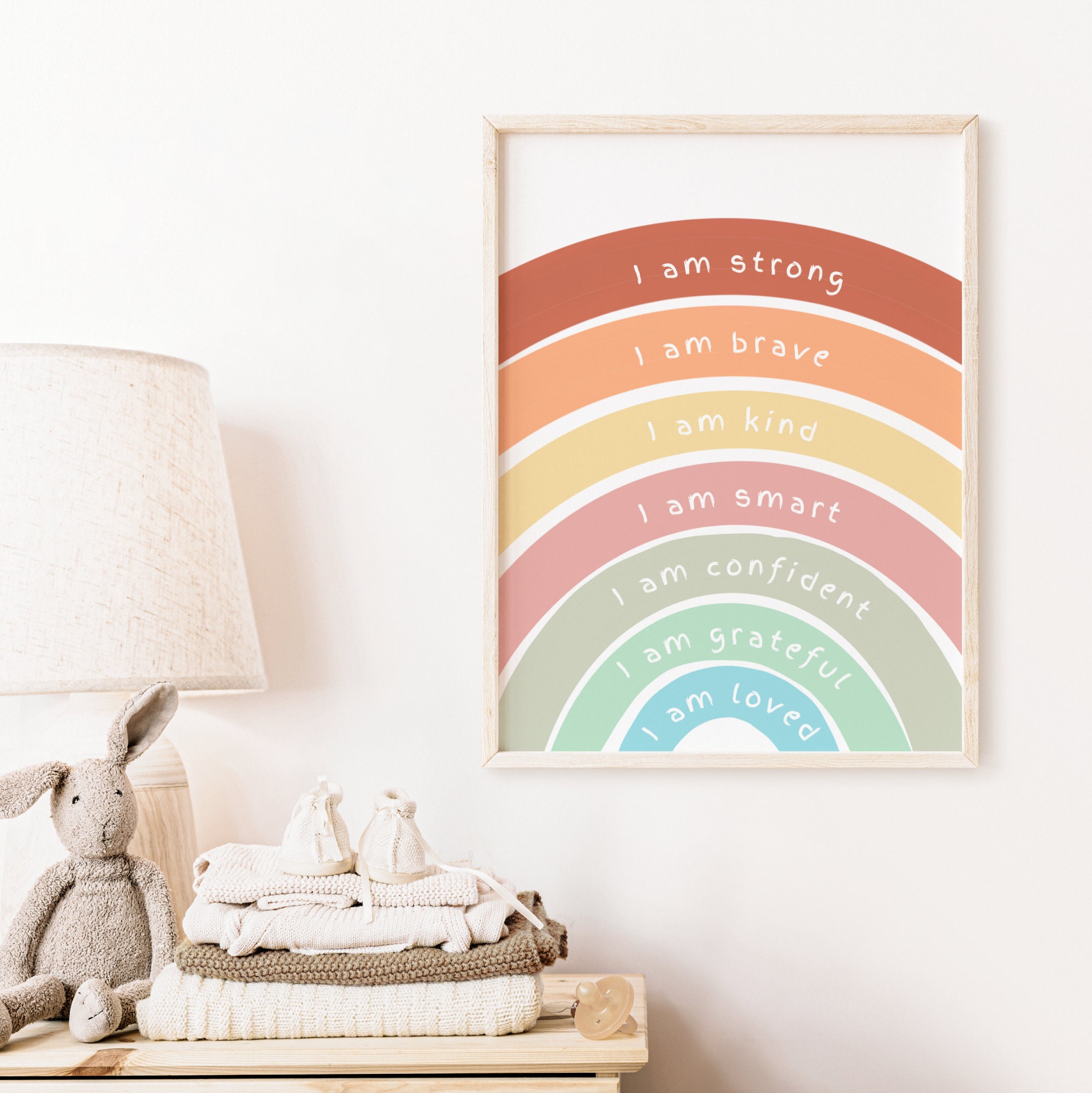 Affirmations for Kids, Rainbow Affirmations Print, I Am Kind Strong ...