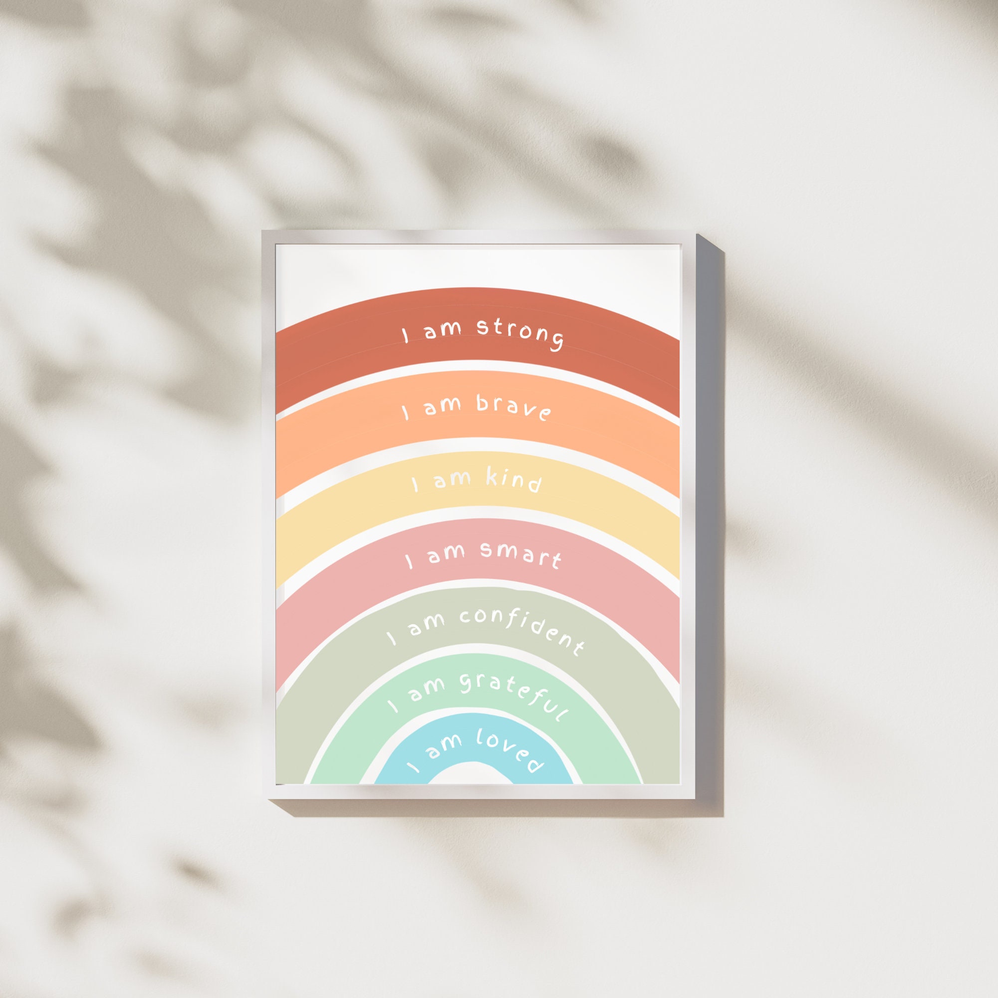 Affirmations for Kids, Rainbow Affirmations Print, I Am Kind Strong ...
