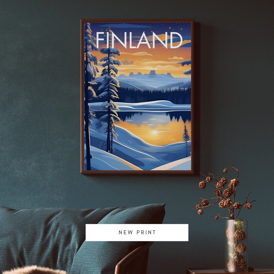 Finland Poster, Finnish Travel Print, Finnish Lapland Poster, Finnish ...