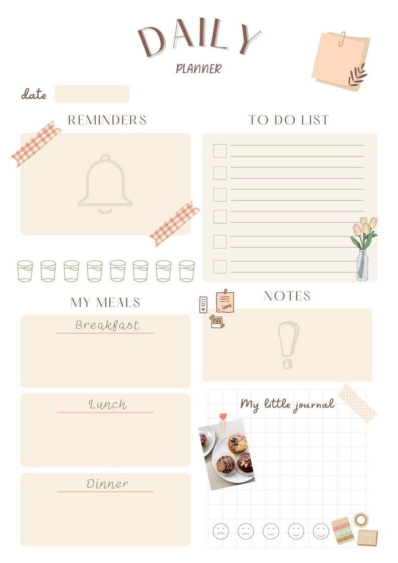Daily Planner Printable, to Do List, Instant Download, Minimal ...