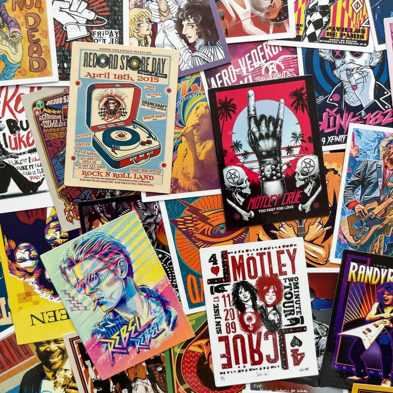 50pcs Rock Band Stickers Pack, Vintage Concert Poster Stickers, Retro ...
