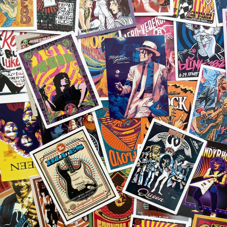 50pcs Rock Band Stickers Pack, Vintage Concert Poster Stickers, Retro ...
