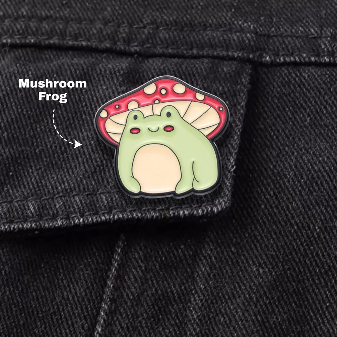 Mushroom Frog Enamel Pin – Cute Frog Pins, Funny Mushroom Pins ...