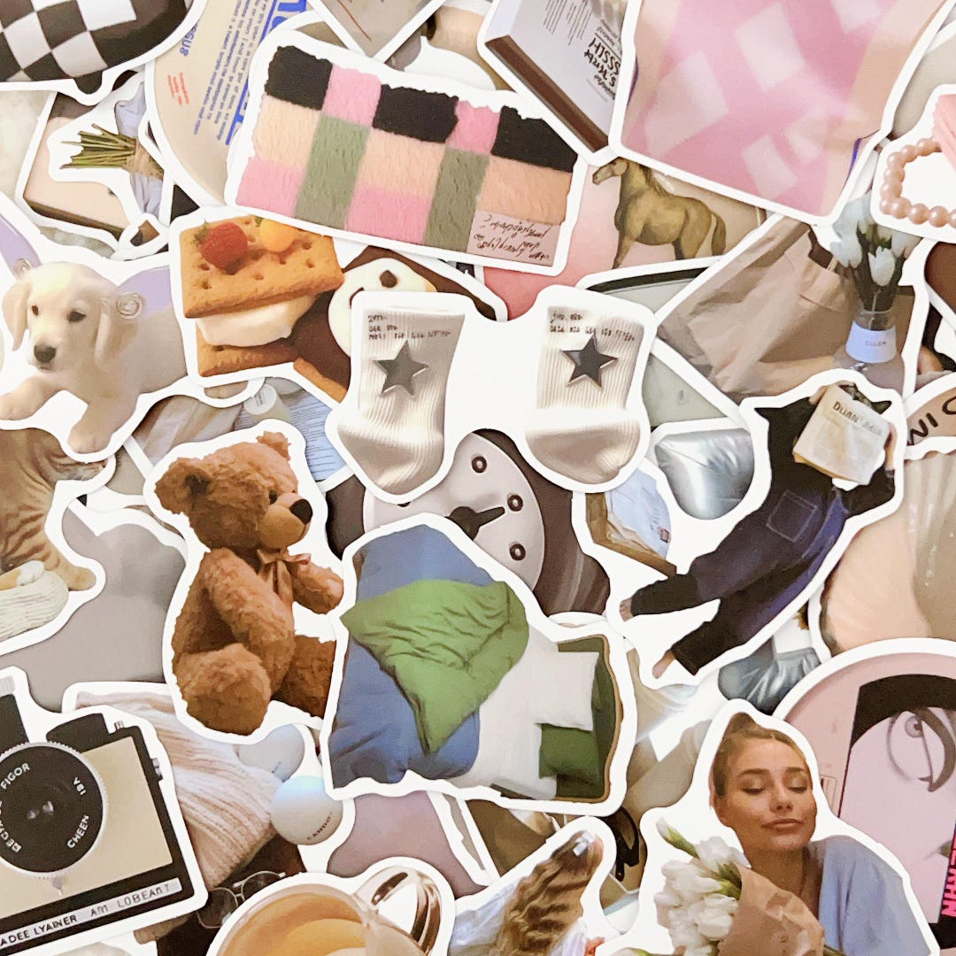 100pcs Coquette Stickers, Warm Aesthetic Stickers, Soft Pastel Sticker ...