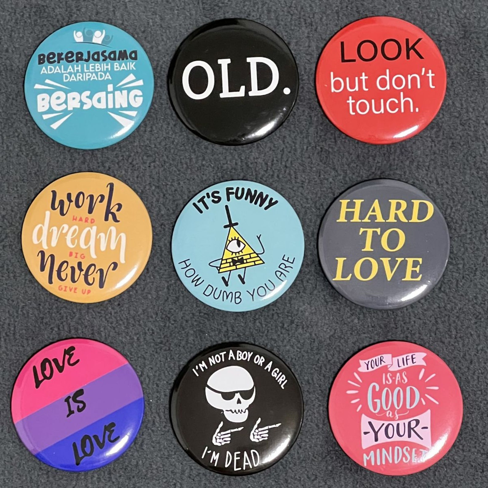 Quotes Pinback Buttons Series 9 Pinback Button Badges, Round Pins Back ...