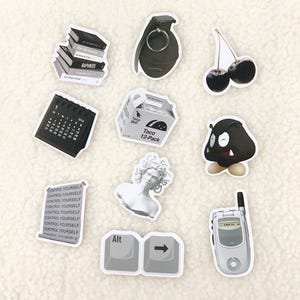 100pcs Dark Aesthetic Stickers, Vintage Punk Sticker Pack, Black and ...