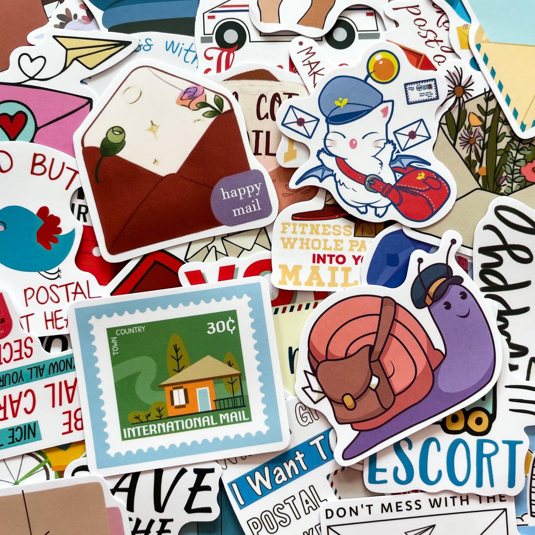 50pcs Postal Stickers Pack, Letter Stickers, Funny Mail Stickers for ...