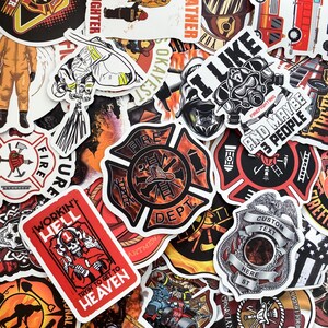 50pcs Firefighter Stickers Pack, Fireman Helmet Stickers, Rescue Hero ...