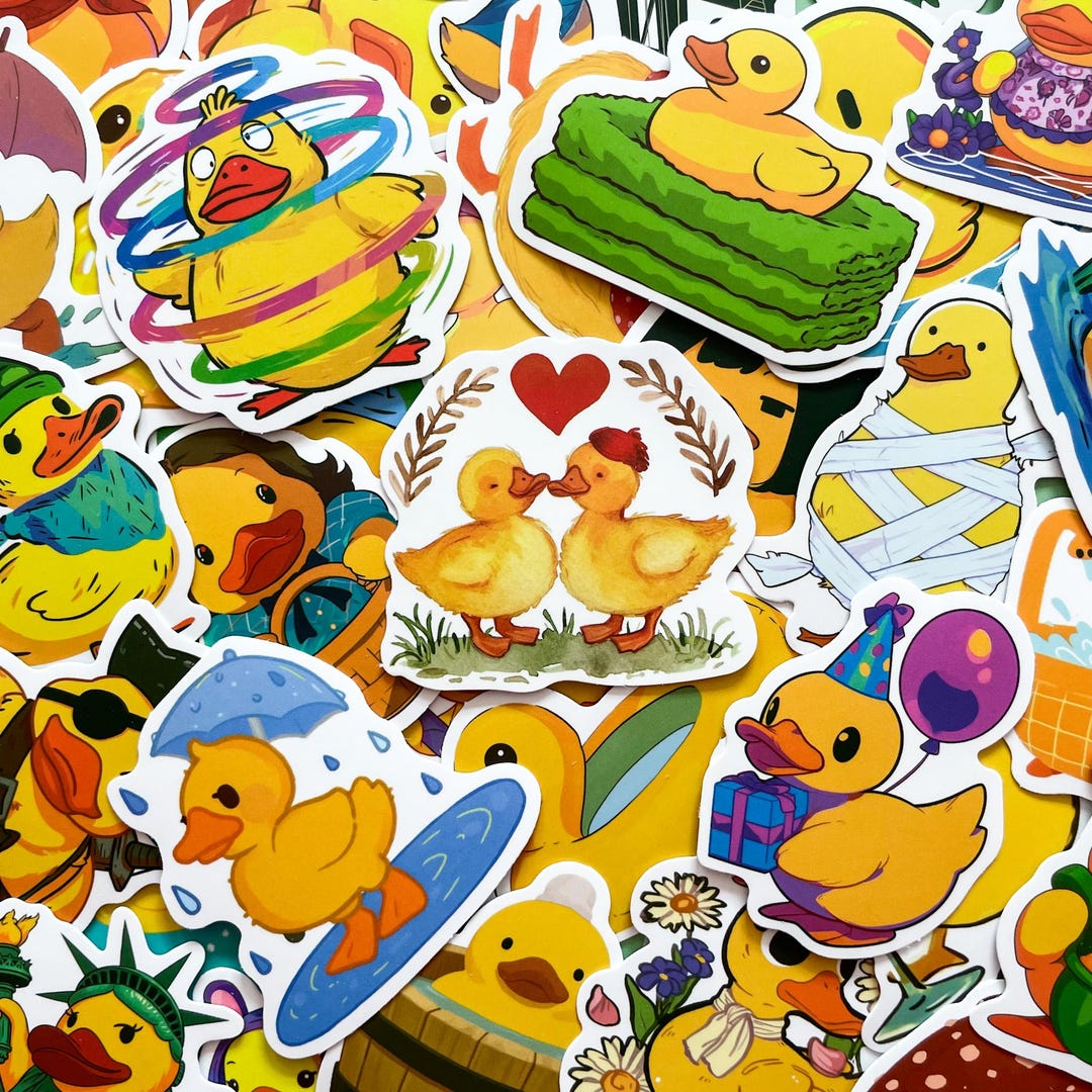 50pcs Cute Duck Stickers Pack, Kawaii Cartoon Duck Stickers for Kids ...