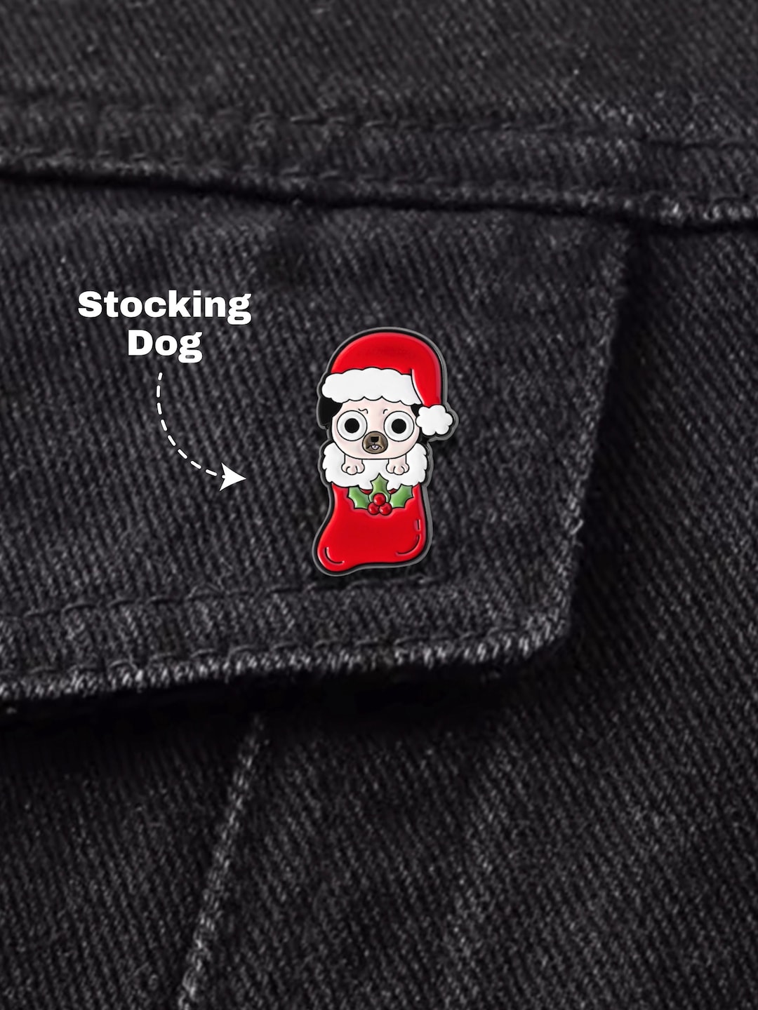 Stocking Dog Enamel Pins – Cute Pug Christmas Pins, Funny Pins, Xmas ...