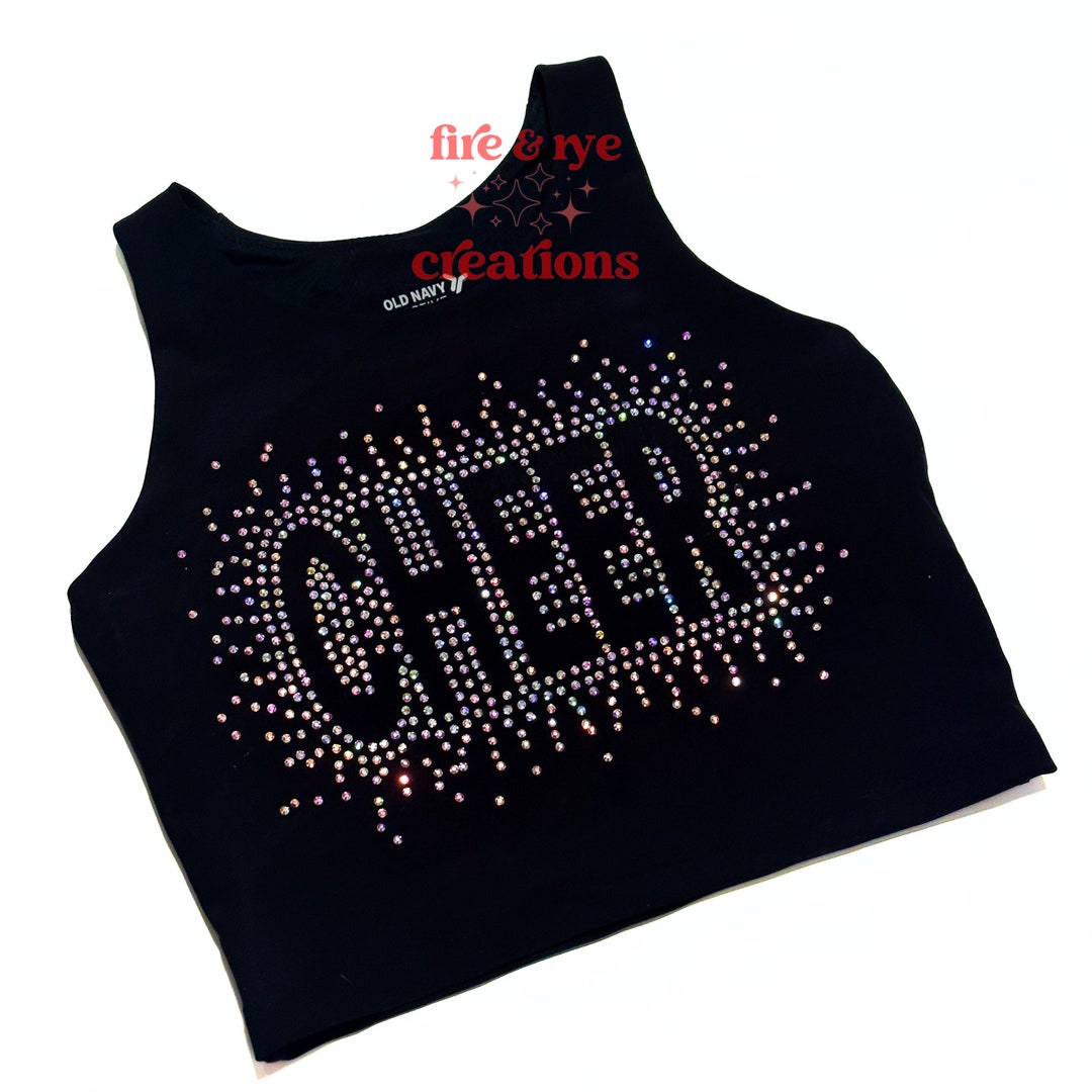 CHEER Rhinestone Longline Sports Bra - Etsy