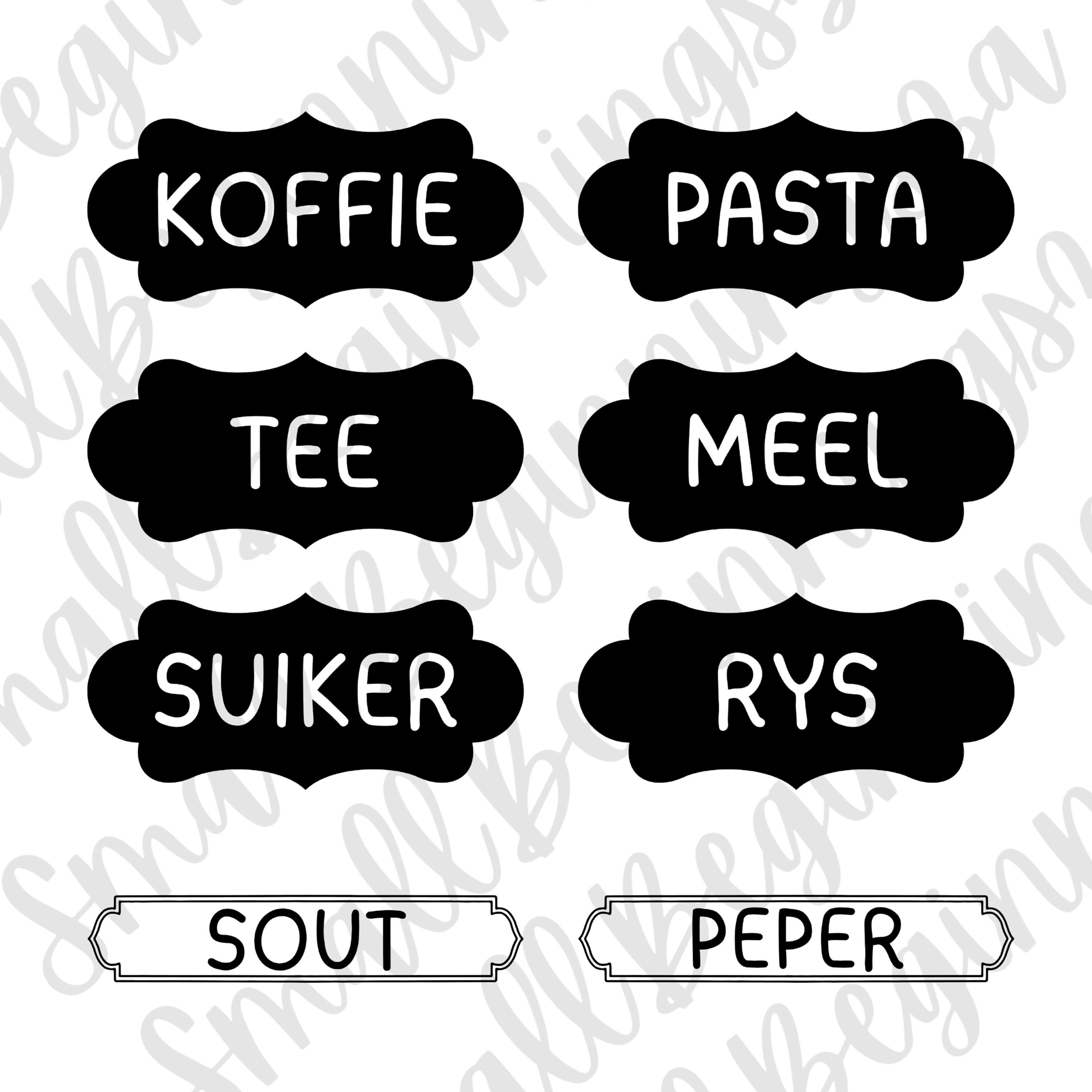 Afrikaans Kitchen Labels...svg| Cut Files | Instant Digital Download ...