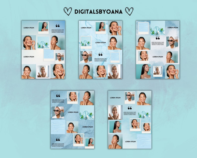 Blue Instagram Puzzle Template Canva - 5 Instagram Puzzle Template, Instagram Puzzle Template ...