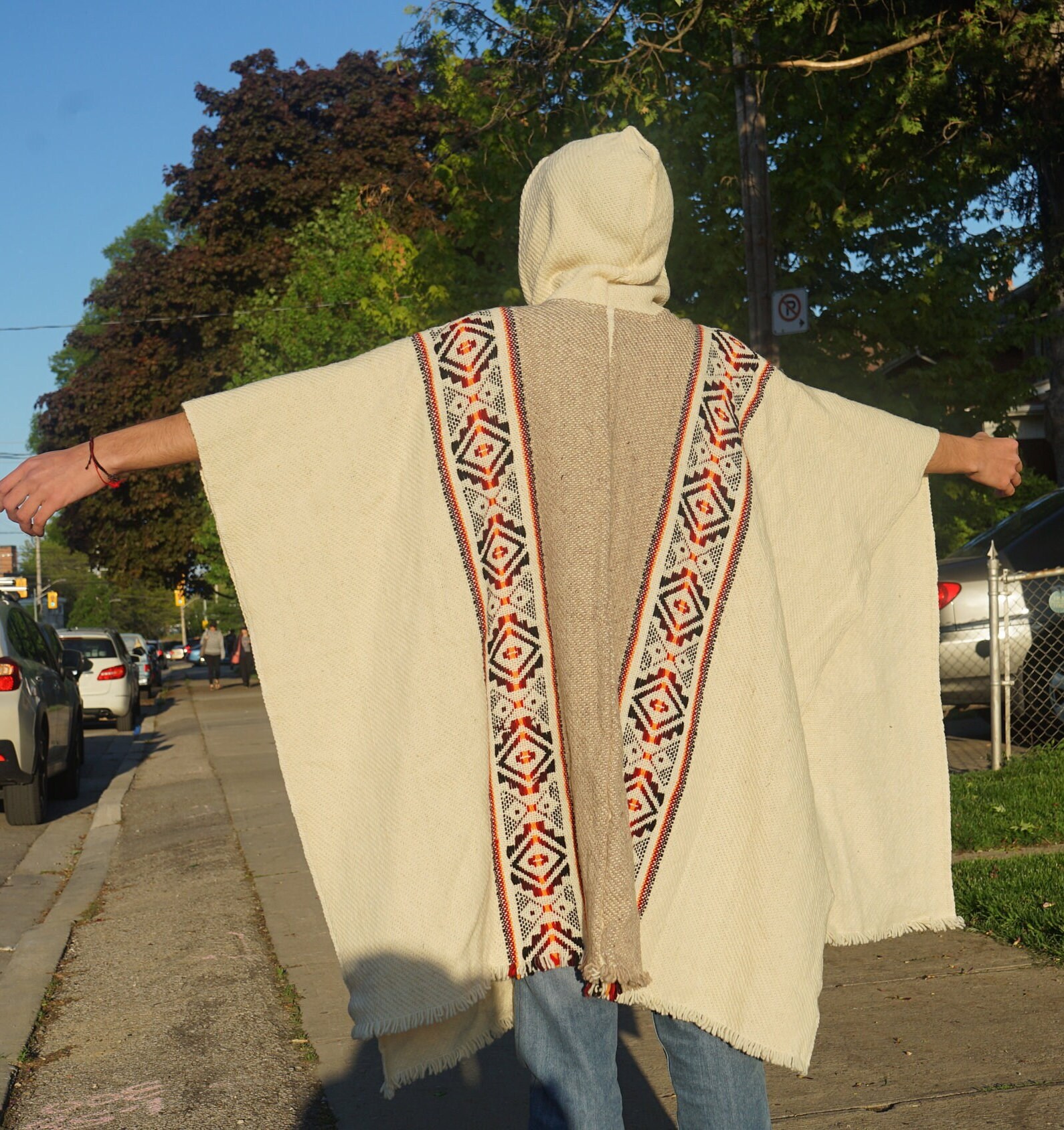 Alpaca Poncho With Hood / Earth Colours Combinations - Etsy