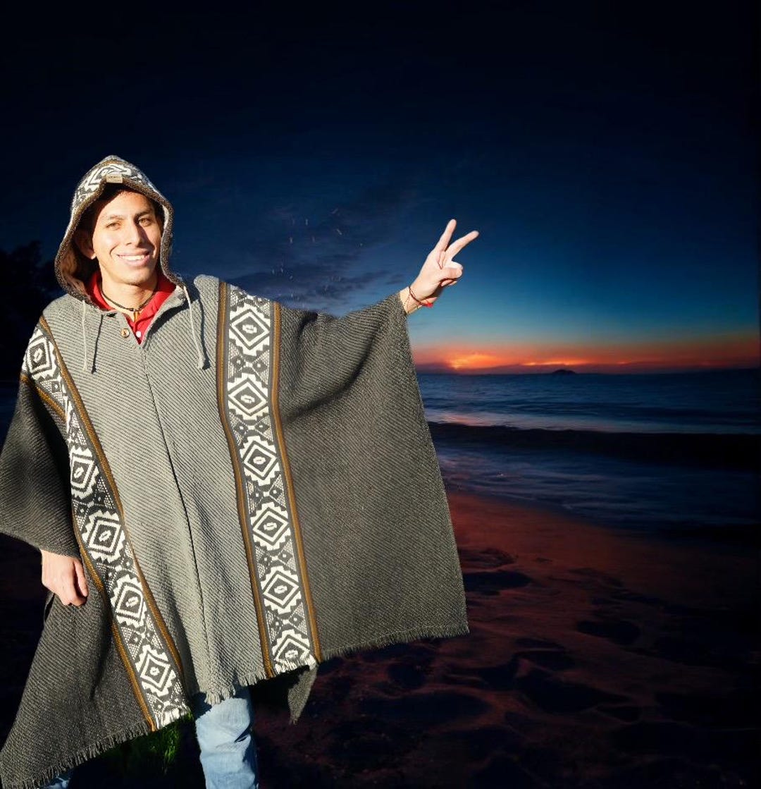 Fancy Alpaca Poncho With Hood/combination of Dark Colours - Etsy