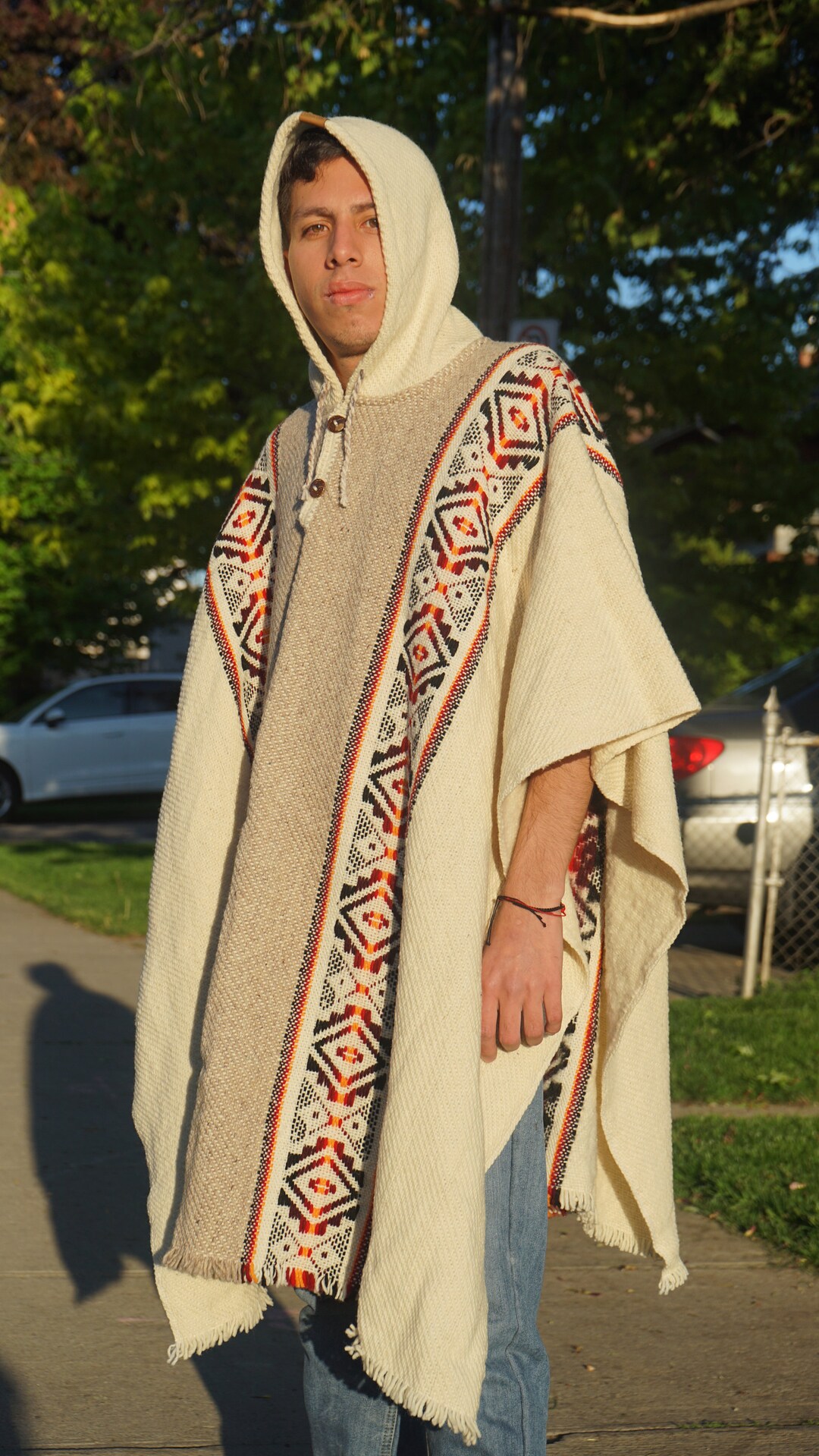 Alpaca Poncho With Hood / Earth Colours Combinations - Etsy