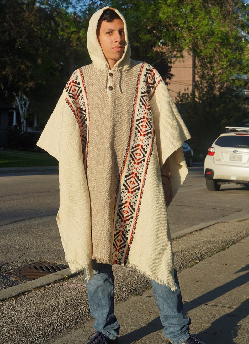Alpaca Poncho With Hood / Earth Colours Combinations - Etsy