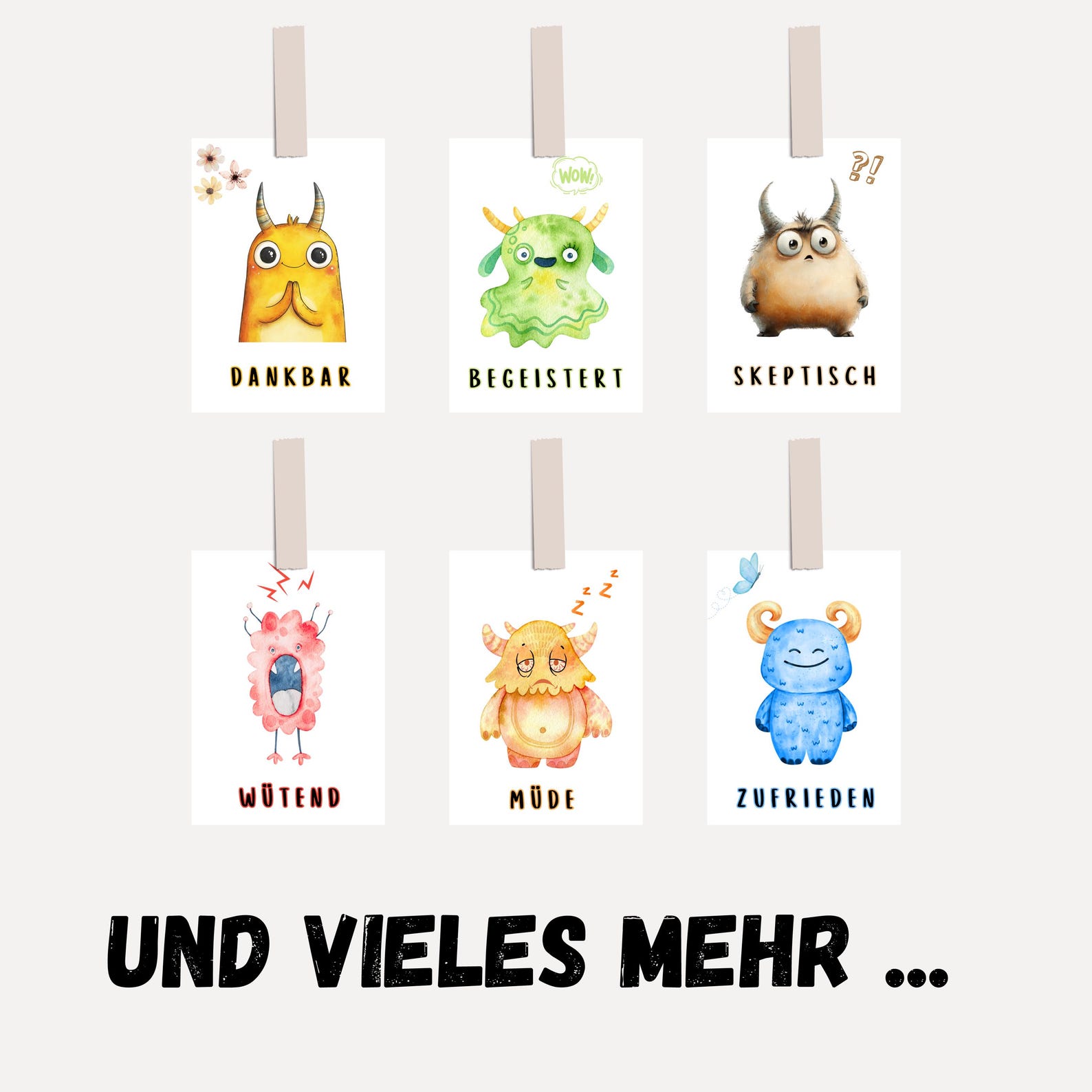 35 Monster Emotion Cards I Montessori I Emotions Children I Learning ...