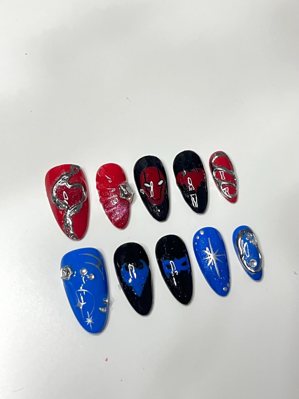 Red Hood and Night Wing Nails - Etsy