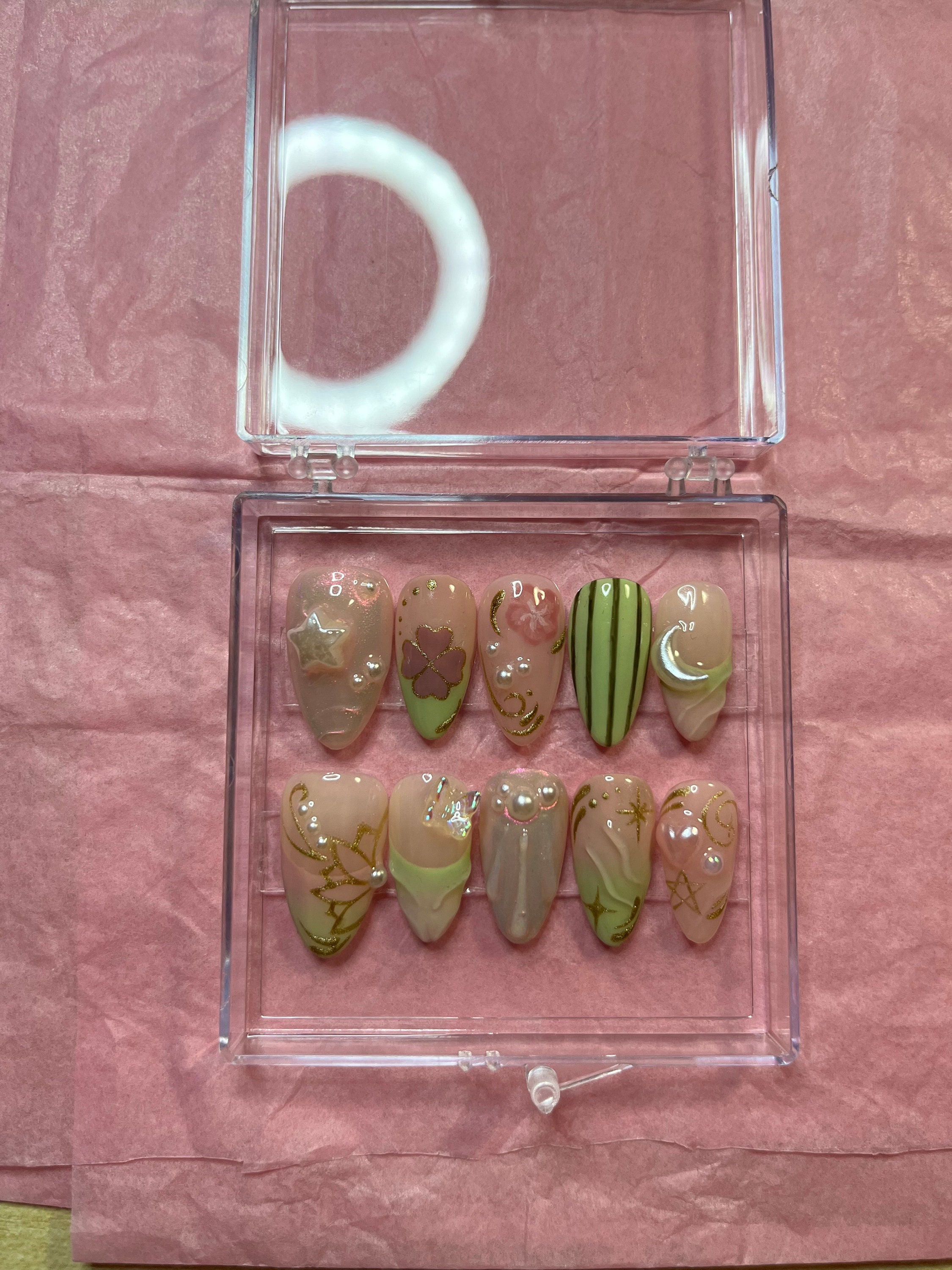 Demon Slayer Mitsuri Kanroji Inspired Nails - Etsy