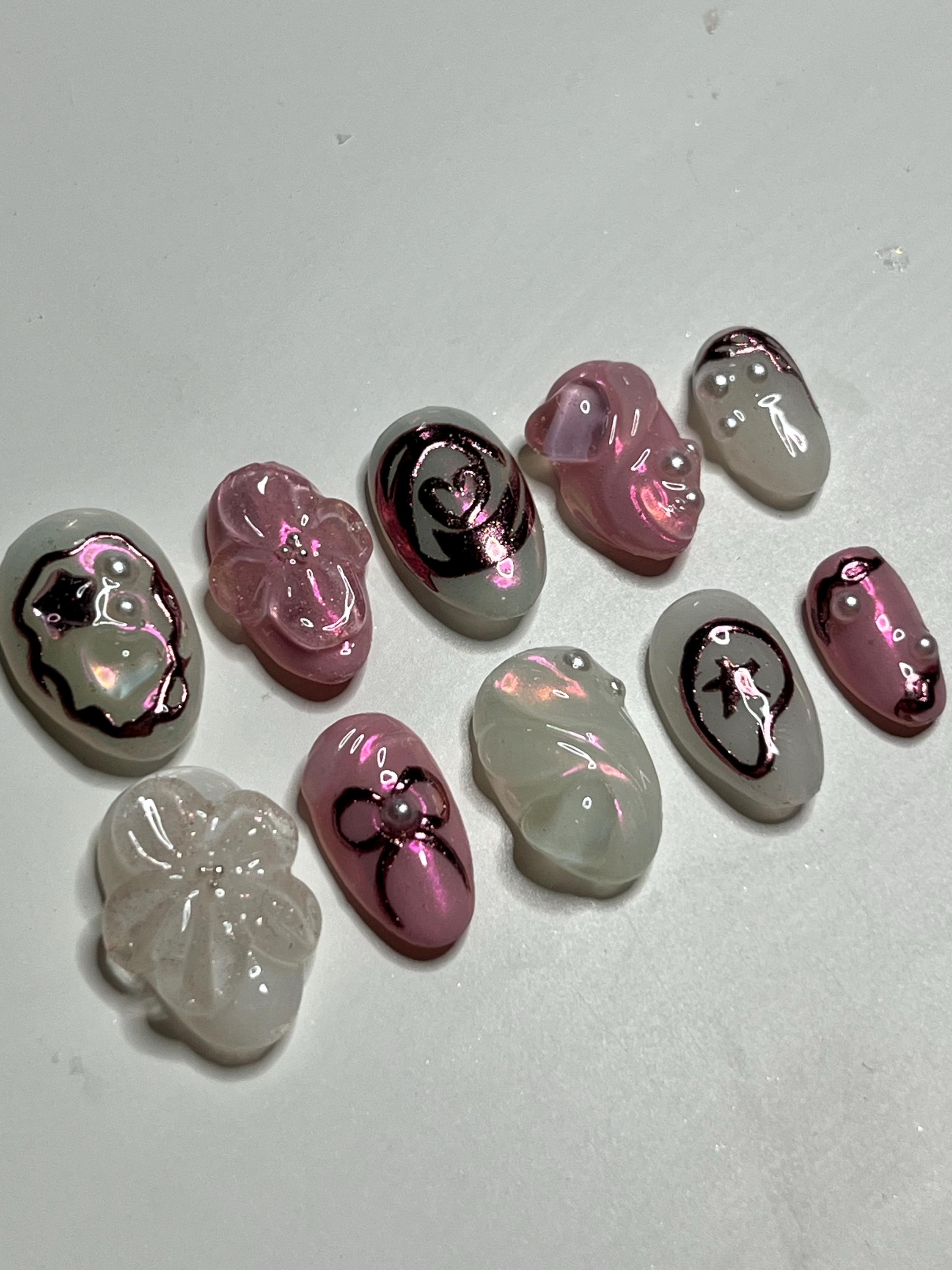 Red Velvet Cosmic Inspired Nail Set - Etsy