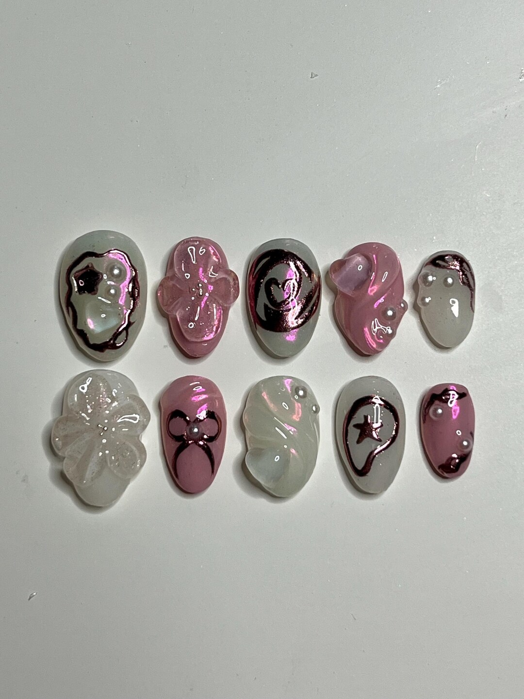 Red Velvet Cosmic Inspired Nail Set - Etsy