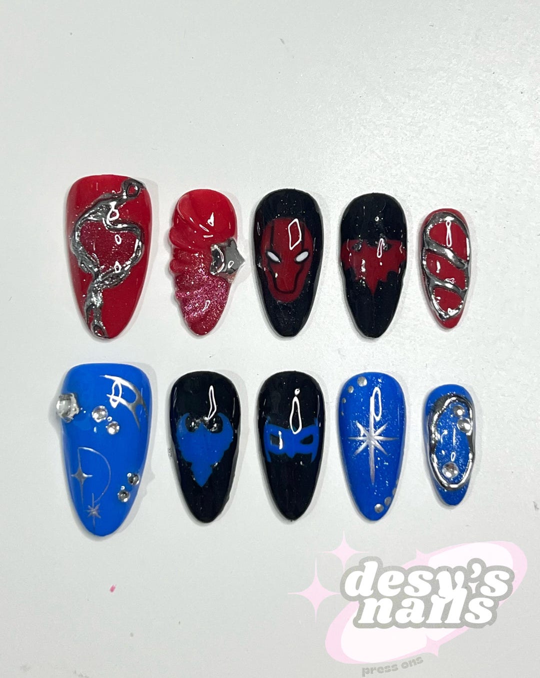 Red Hood and Night Wing Nails - Etsy