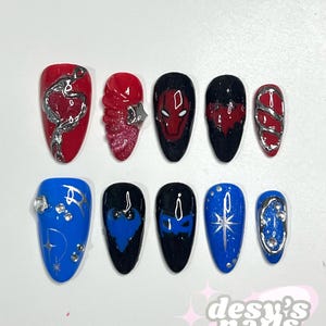 Red Hood and Night Wing Nails - Etsy