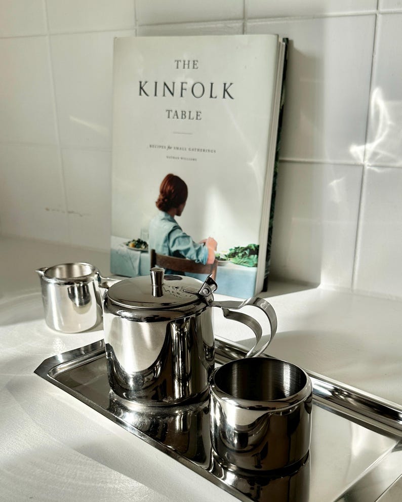 Stainless Steel Tea Set, Vintage Tea Set Silver, Mcm Coffee Sets, Mid ...