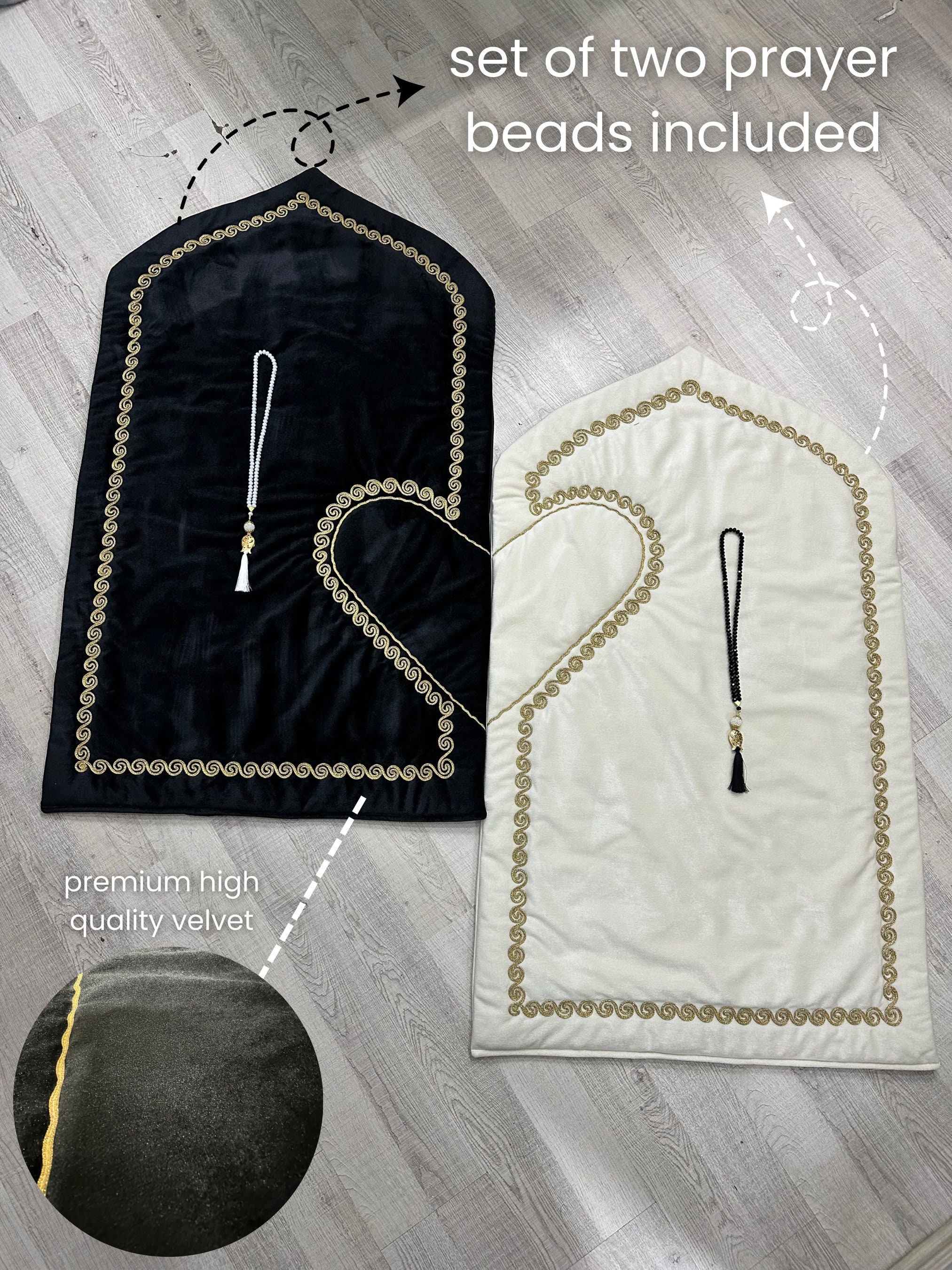 Handcraft Two Heart-shaped Prayer Rugs Set, Velvet Heart Shaped Prayer ...