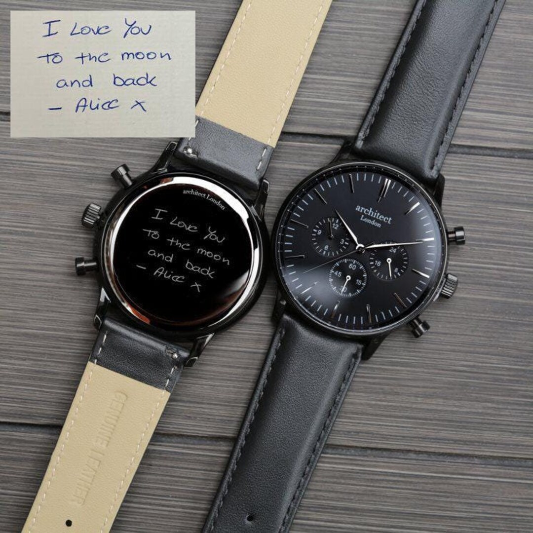 Mens Dress Watch, Engraved Custom Luxury Wristwatch, Genuine Brown ...