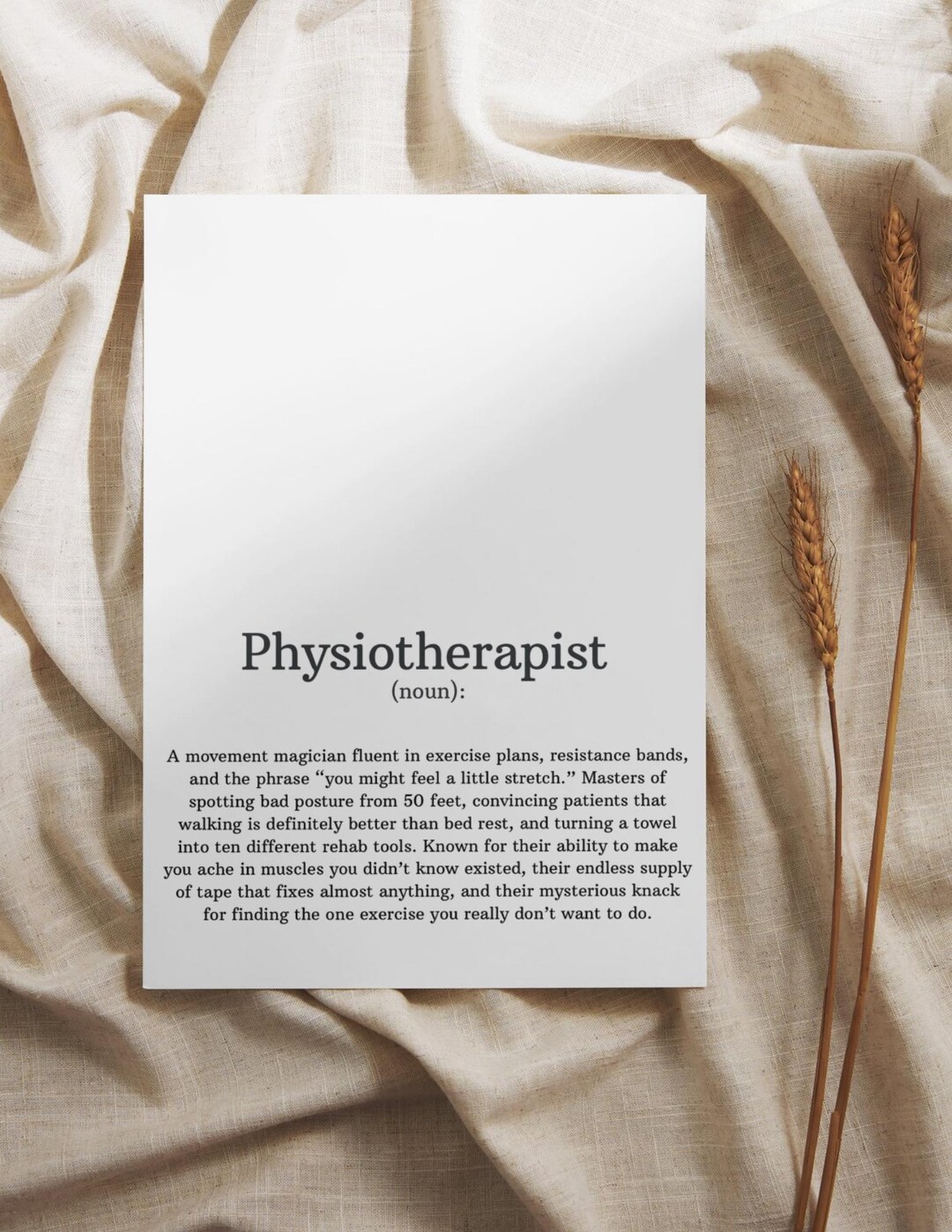 Funny Physiotherapist Definition Print – NHS Physio Humour – Hospital ...