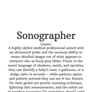 Funny Sonographer Definition Print – Ultrasound Tech Wall Art – Medical ...