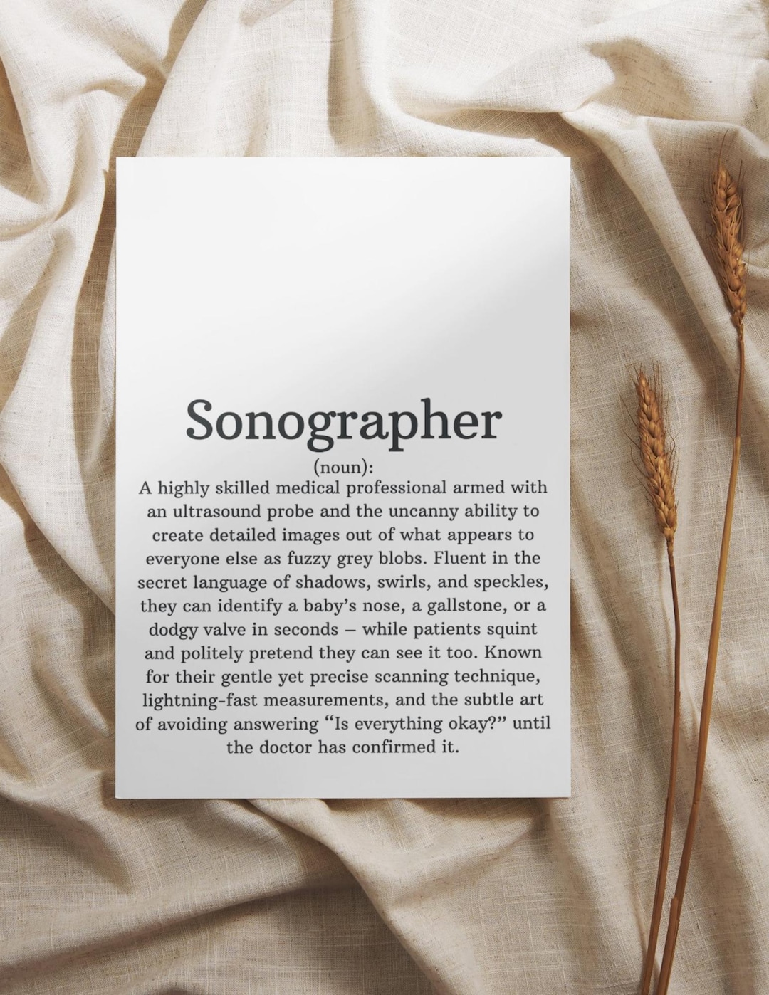 Funny Sonographer Definition Print – Ultrasound Tech Wall Art – Medical ...