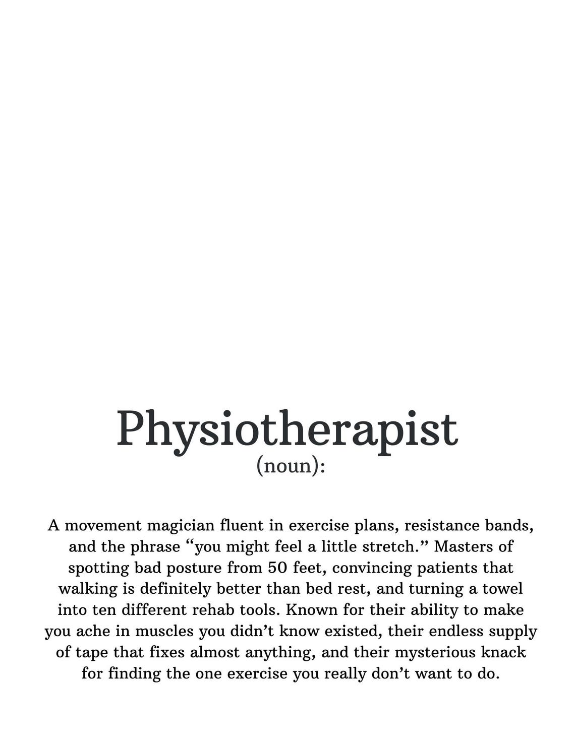 Funny Physiotherapist Definition Print – NHS Physio Humour – Hospital ...