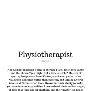 Funny Physiotherapist Definition Print – NHS Physio Humour – Hospital ...