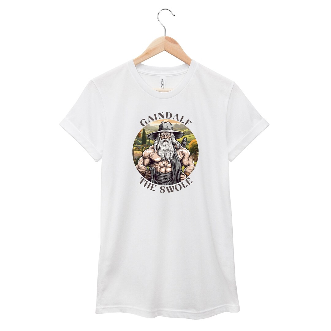 Funny 'gaindalf the Swole' T-shirt - Cartoon Bodybuilder Wizard ...