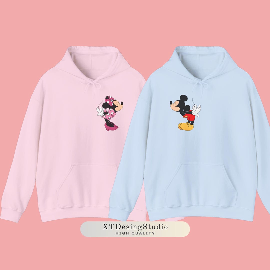 Mickey & Minnie Couple Hooded Sweatshirt, Gift for Couple, Mickey Mouse ...