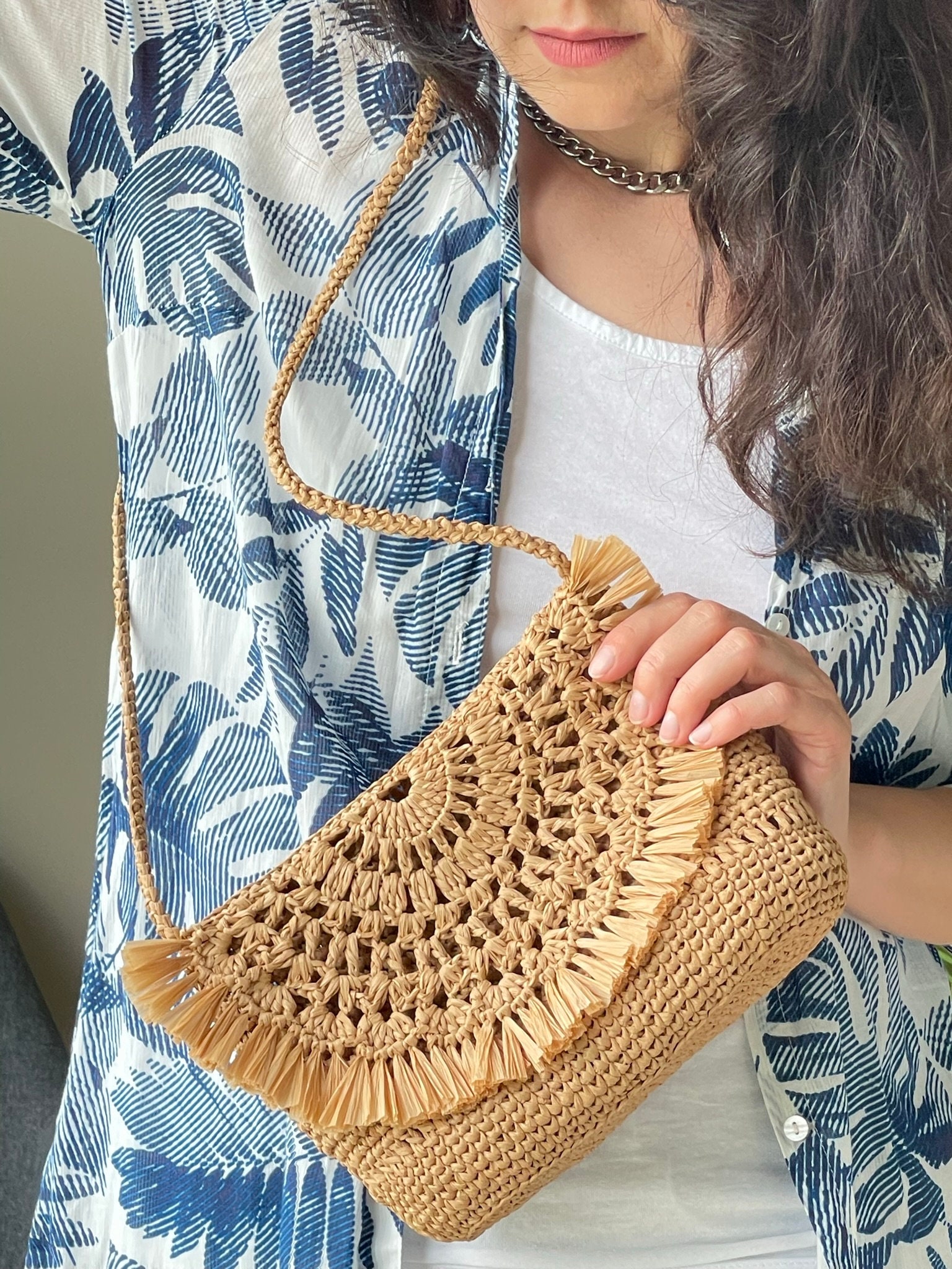Raffia Handbag, Raffia Tote Bag, Raffia Clutch Bag, Raffia Crochet ...