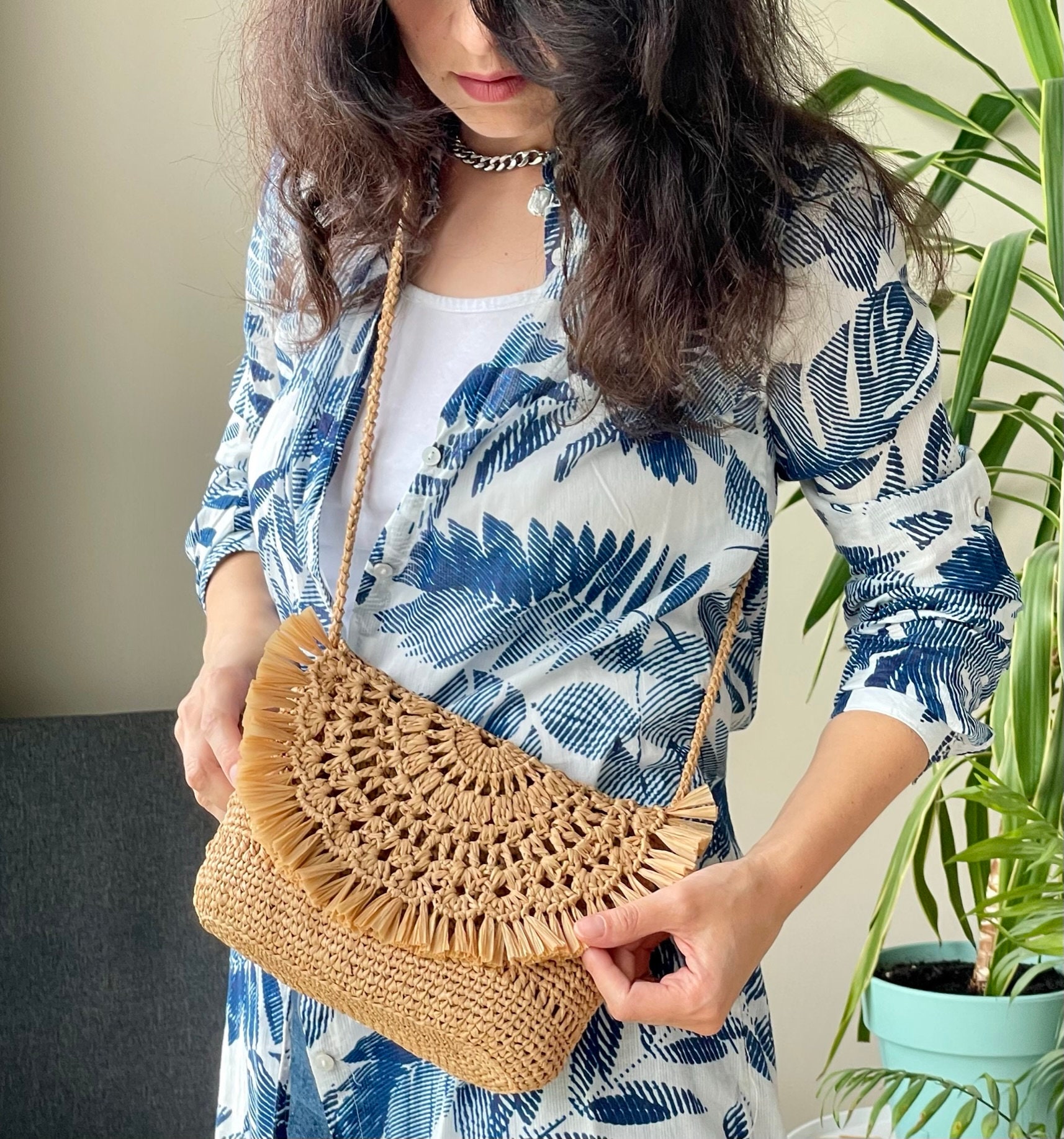 Raffia Handbag, Raffia Tote Bag, Raffia Clutch Bag, Raffia Crochet ...