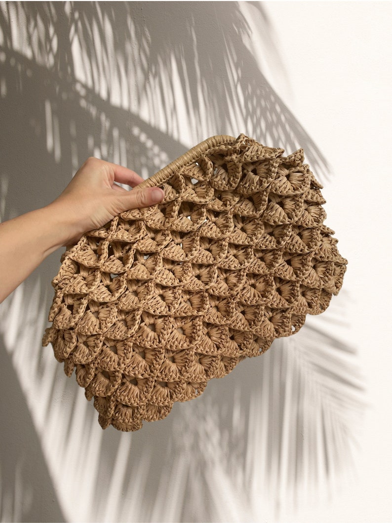 Soft Raffia Cloud Bag, Handmade Raffia Bag, Raffia Clutch Bag, Raffia ...