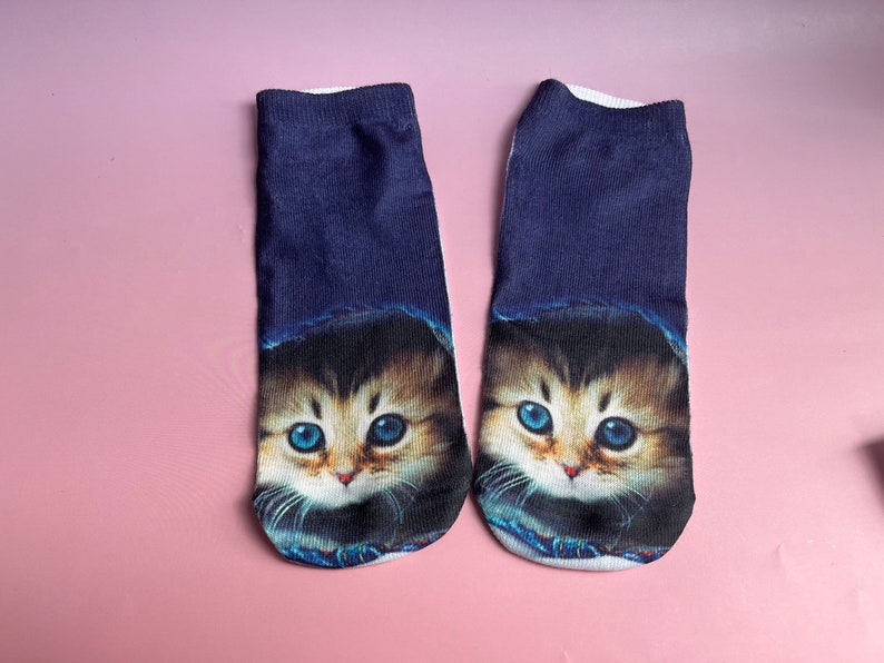 New 3D Print Funny Cute Cartoon Kitten Unisex Creative Colorful ...