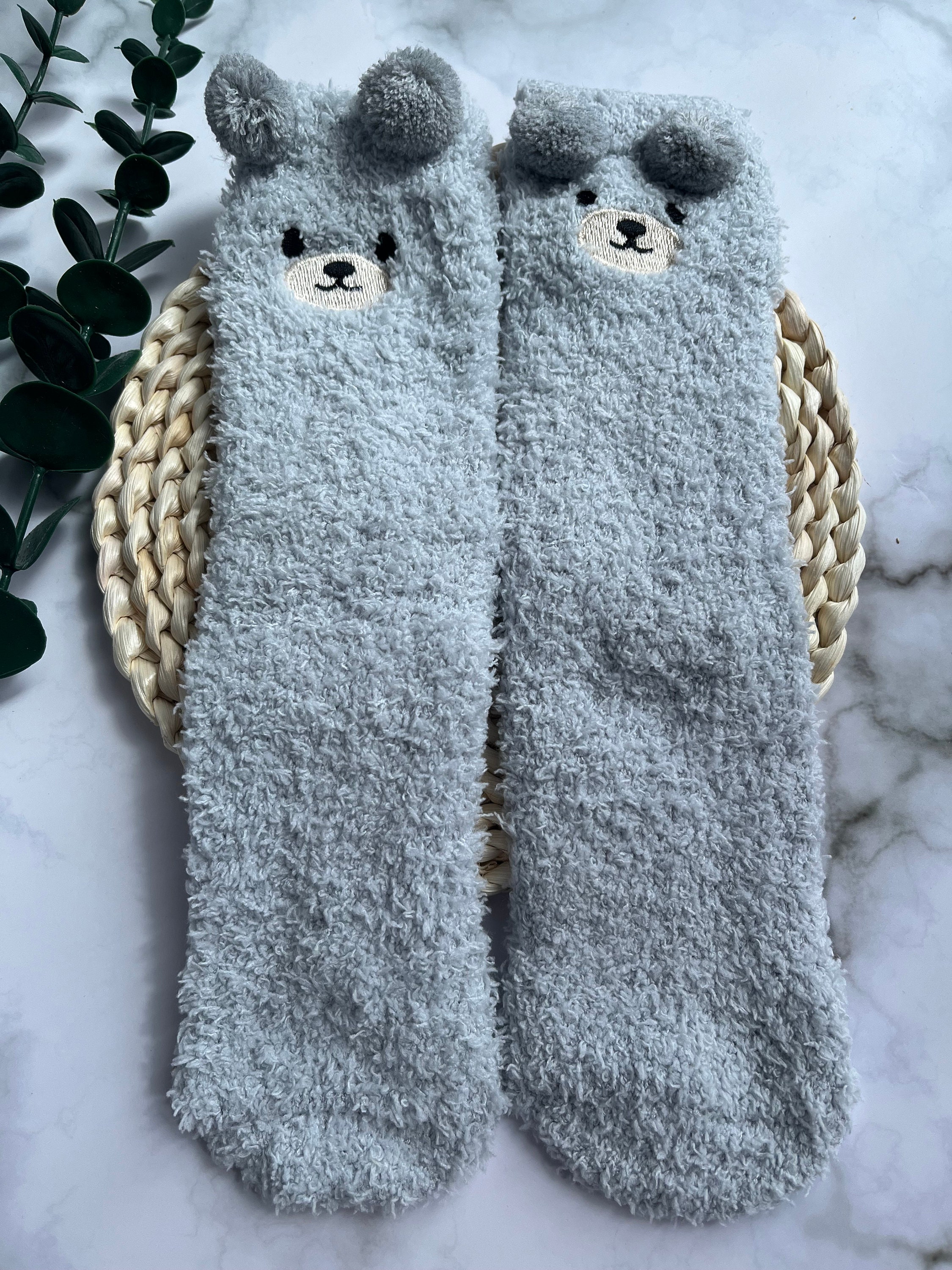 Cute Warm Fluffy Socks Home Floor Sleep 3D Bear Cute Animal Thick ...